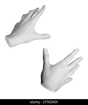 Isolated human hand reaching forward with fingers extended in a dynamic ...