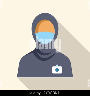 A muslim woman doctor in a mask and hijab shows her heart with her ...