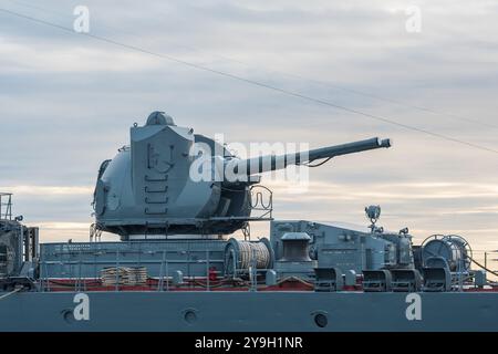 naval military background, concept, fragment of a modern warship with a ...