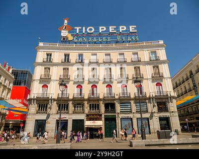 The iconic Tio Pepe sherry sign on the top of a building overlooking ...