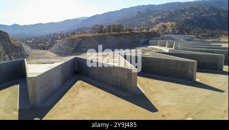 An aerial image of the Isabella Dam Safety Modification Project's new ...