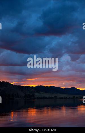 Hauser Lake sunrise, White Sandy Recreation Area, Montana Stock Photo ...