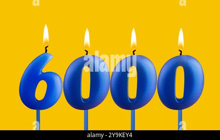 Birthday card with number 6000 candle, cupcake and balloons Stock Photo ...
