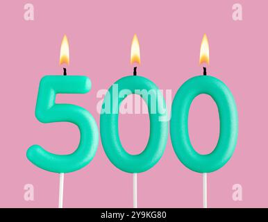 Green birthday candle - Candle number 500 Stock Photo - Alamy