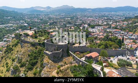 Aerial view of the citadel of Stari Bar (Old Town of Bar), the ruins of ...