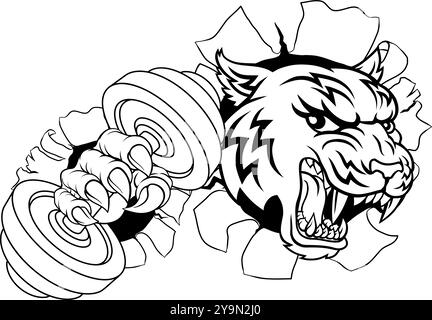 Tiger Weight Lifting Dumbbell Gym Animal Mascot Stock Vector Image ...