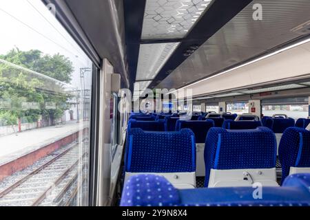 Interior view of the Vande Bharat Express coach stationed at ...
