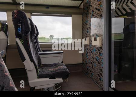 Interior view of the Vande Bharat Express coach stationed at ...