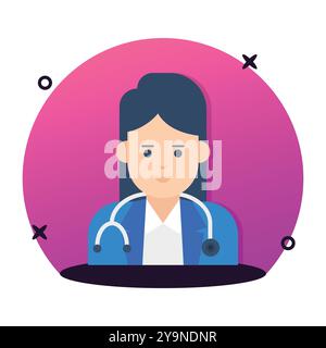 Female avatar having stethoscope denoting concept flat icon of lady ...
