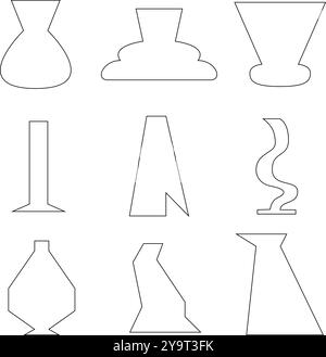 Silhouette set decorative vases shapes. Black vase collection ...