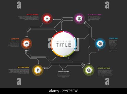 Simple Colorful Circular Infographic circuit Design Template with six ...