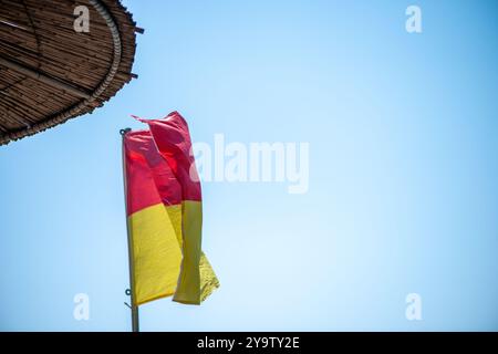 Image of lifeguard flag at beach waving Stock Photo - Alamy