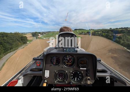 view of the cockpit instruments of a glider in flight Stock Photo - Alamy