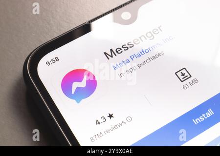 In this photo illustration a Facebook Messenger logo seen displayed on ...