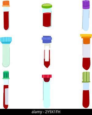 blood test vial set cartoon vector illustration Stock Vector Image ...