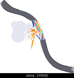 outage broken cable cartoon vector illustration Stock Vector Image ...