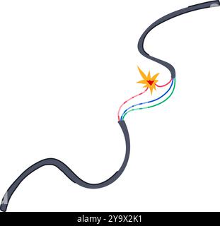 replacement broken cable cartoon vector illustration Stock Vector Image ...