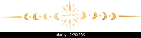 zodiac celestial divider border cartoon vector illustration Stock ...