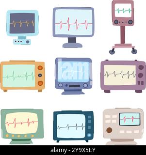 telemetry ekg monitor cartoon vector illustration Stock Vector Image ...