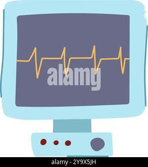 electrodes ekg monitor cartoon vector illustration Stock Vector Image ...
