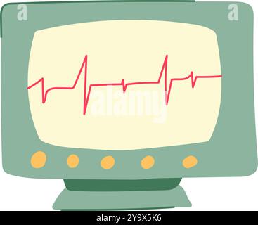 portable ekg monitor cartoon vector illustration Stock Vector Image ...