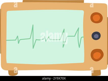 herhythm ekg monitor cartoon vector illustration Stock Vector Image ...