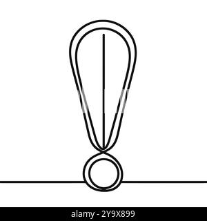 Continuous linear drawing of exclamation mark. Single-line drawing of ...
