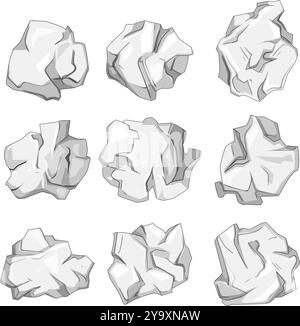 origami crumpled paper balls cartoon vector illustration Stock Vector ...