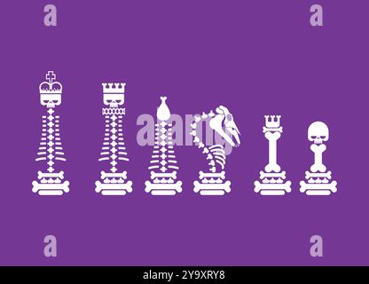 Chess Pawn Skeleton set. Deadly chess pieces bones and skulls Stock ...