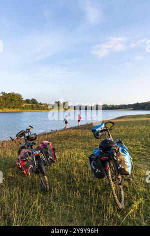 France, Charente, Massignac, cycle tourist on the Scandiberique route ...