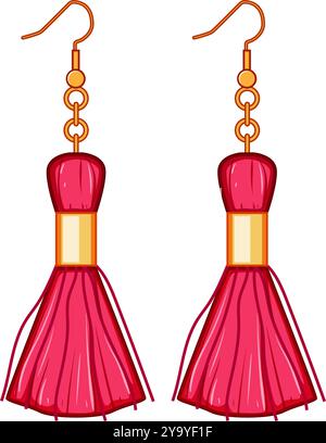 chic tassel earrings cartoon vector illustration Stock Vector Image ...