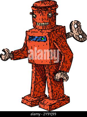 clockwork wind up toy sketch hand drawn vector Stock Vector Image & Art ...