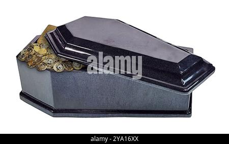 Open Black Wooden Coffin Used to Bury People Who Have Passed with lid ...