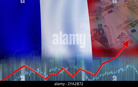 France - growth chart and national flag - 3D illustration Stock Photo ...