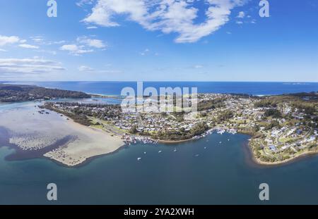 Aerial view of the famous Wagonga Inlet near Narooma in South Coast New ...
