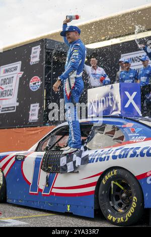 Kyle Larson celebrates in Victory Lane after winning a NASCAR Cup ...