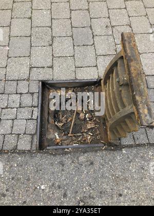 Inlet shaft for road drainage blocked by soil Stock Photo - Alamy
