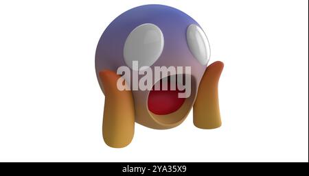 Image of a scream emoji icon on a white background 4k Stock Photo - Alamy