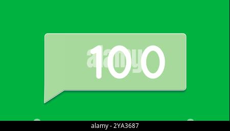Image of a green chat box with numbers increasing on a green background ...