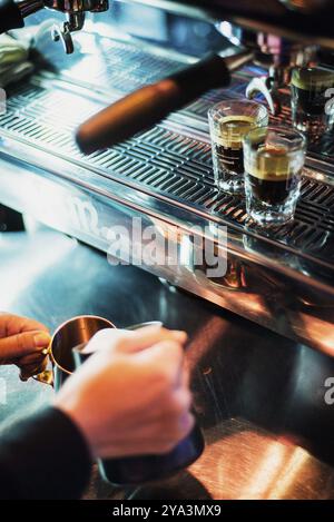 Process of preparation espresso Stock Photo - Alamy