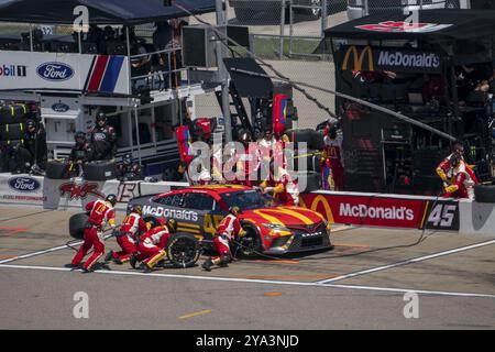 Tyler Reddick pits during a NASCAR Cup Series auto race, Sunday, May 31 ...