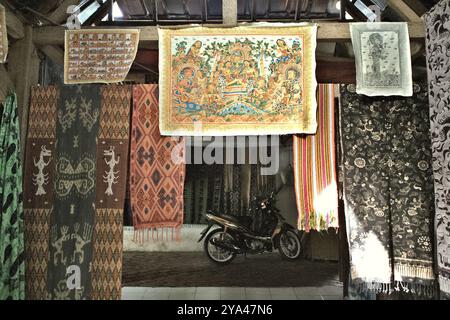 Traditional kamasan-style painting at a workshop in the traditional ...
