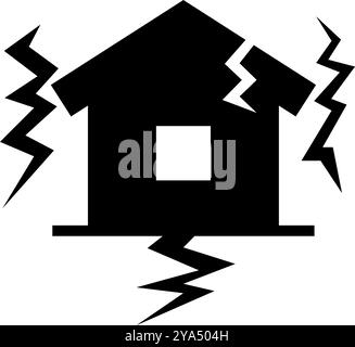 Cracked House Silhouette. Earthquake Damage Silhouette. Editable Vector ...