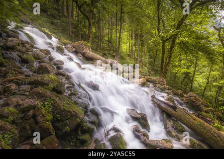 Beautiful view of Rothbach Waterfall near Konigssee lake in ...