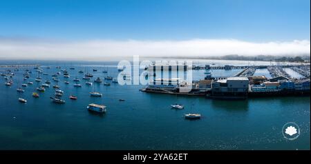 Aerial View of Monterey Marina with Sailboats and Waterfront Buildings ...