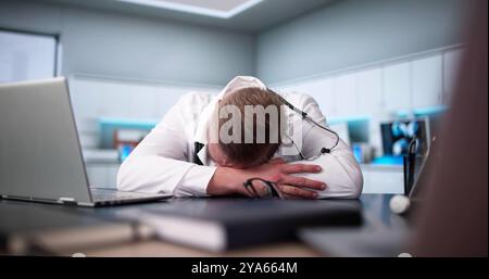 Bored Medical Doctor Man Sleeping. Restful Tired Employee Stock Photo ...