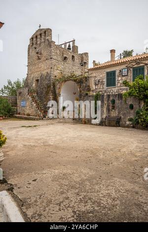 Great typical Greek monastery walls. Ruins in the Mediterranean ...