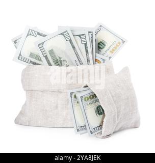 Dollar banknotes in sack isolated on white Stock Photo - Alamy