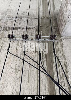 Cables in an elevator shaft at a new building construction site Stock ...