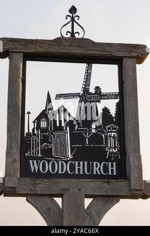 England, Kent, Ashford, Woodchurch, Village Sign Stock Photo - Alamy